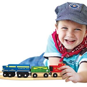 MasterPieces Wood Train Sets - Lionel Santa Fe Cargo 3 Piece Train Set - Officially Licensed Toddler & Kids Toy