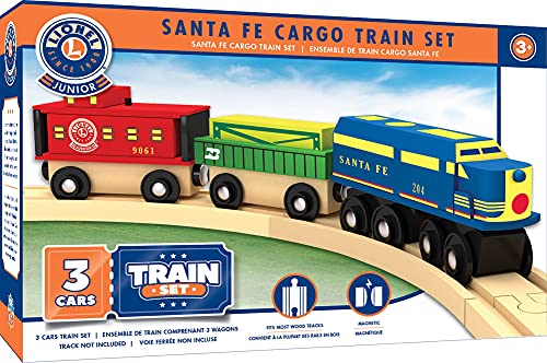 MasterPieces Wood Train Sets - Lionel Santa Fe Cargo 3 Piece Train Set - Officially Licensed Toddler & Kids Toy