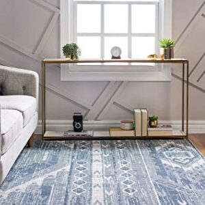 Unique Loom Portland Collection Southwestern Inspired Striped Tone-on-Tone Area Rug (2' 2 x 3' 0 Rectangular, Blue/ Gray)