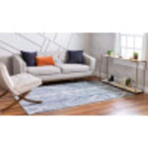 Unique Loom Portland Collection Southwestern Inspired Striped Tone-on-Tone Area Rug (2' 2 x 3' 0 Rectangular, Blue/ Gray)