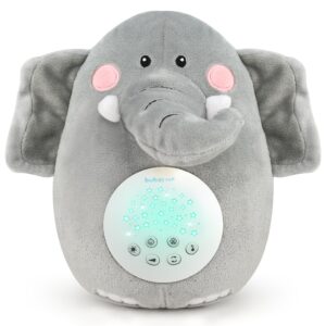 bubzi co baby sound machine, portable elephant soother & baby night light projector, comforting electronic infant toddler sleep aid & baby shush with white noise