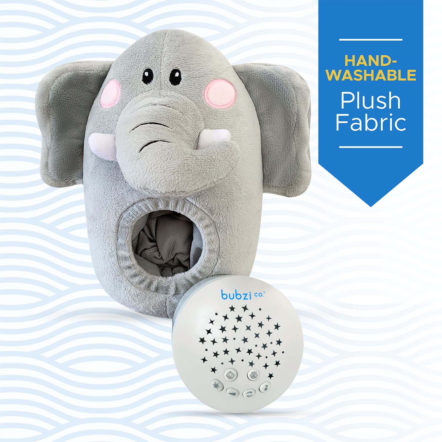 Bubzi Co Baby Sound Machine, Portable Elephant Soother & Baby Night Light Projector, Comforting Electronic Infant Toddler Sleep Aid & Baby Shush with White Noise