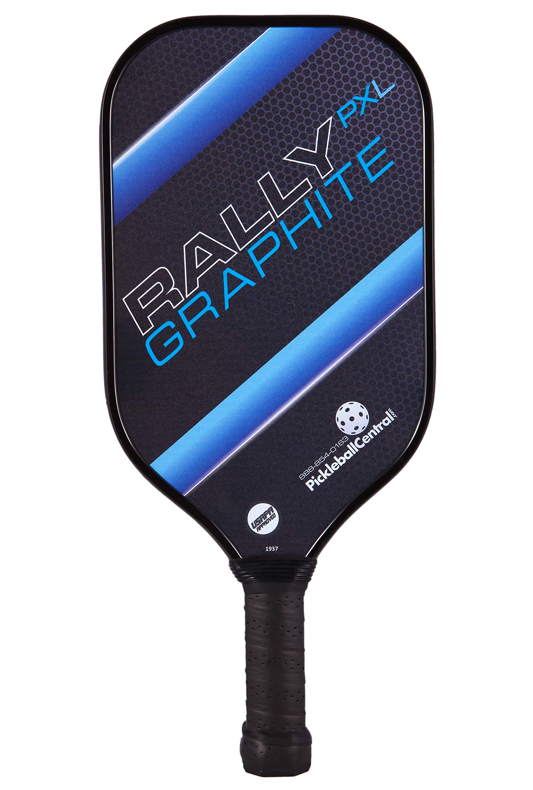 Rally PXL Graphite Pickleball Paddle (Blue) XL Elongated Power & Reach Shape | Standard Grip | Polymer Honeycomb Core and Graphite Face