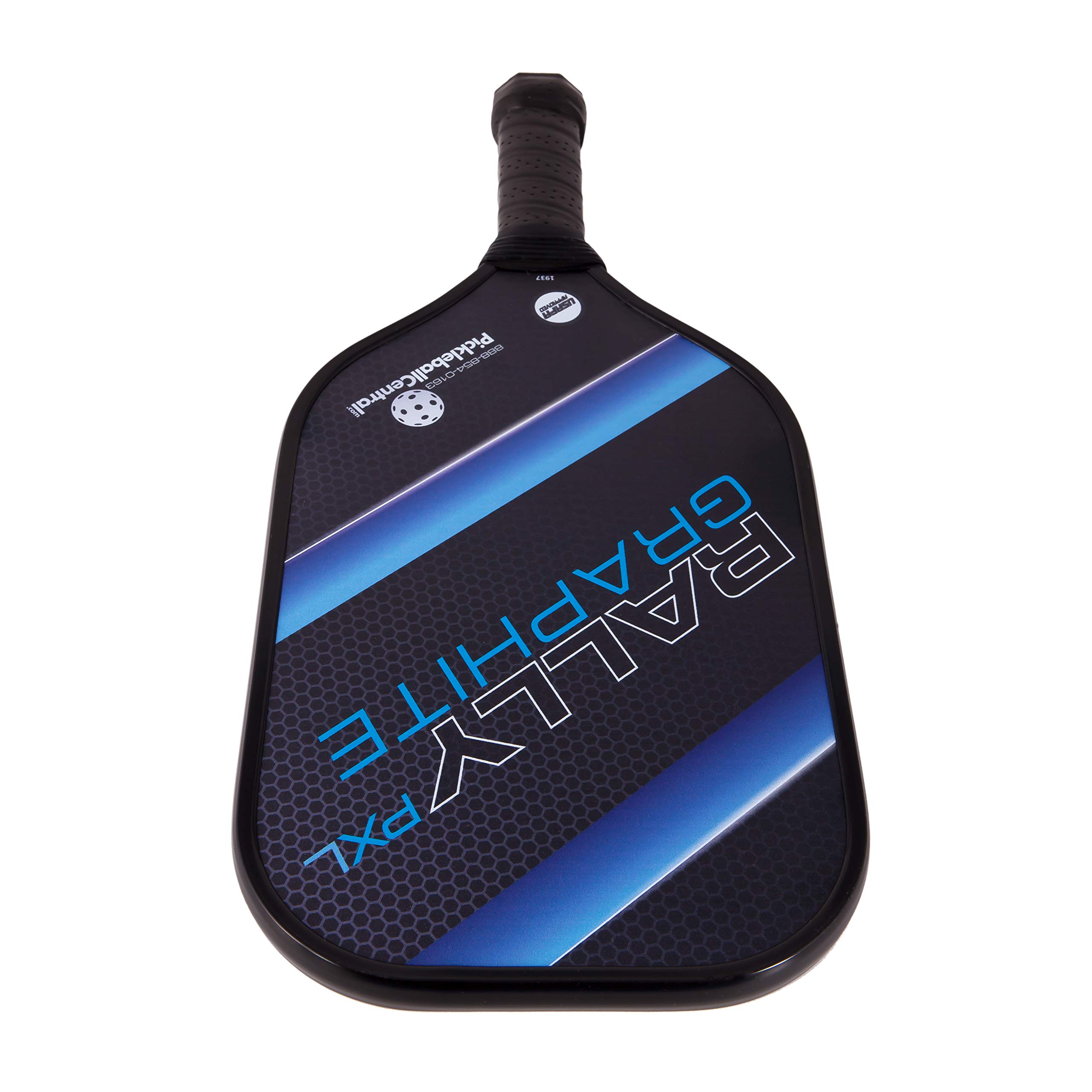 Rally PXL Graphite Pickleball Paddle (Blue) XL Elongated Power & Reach Shape | Standard Grip | Polymer Honeycomb Core and Graphite Face