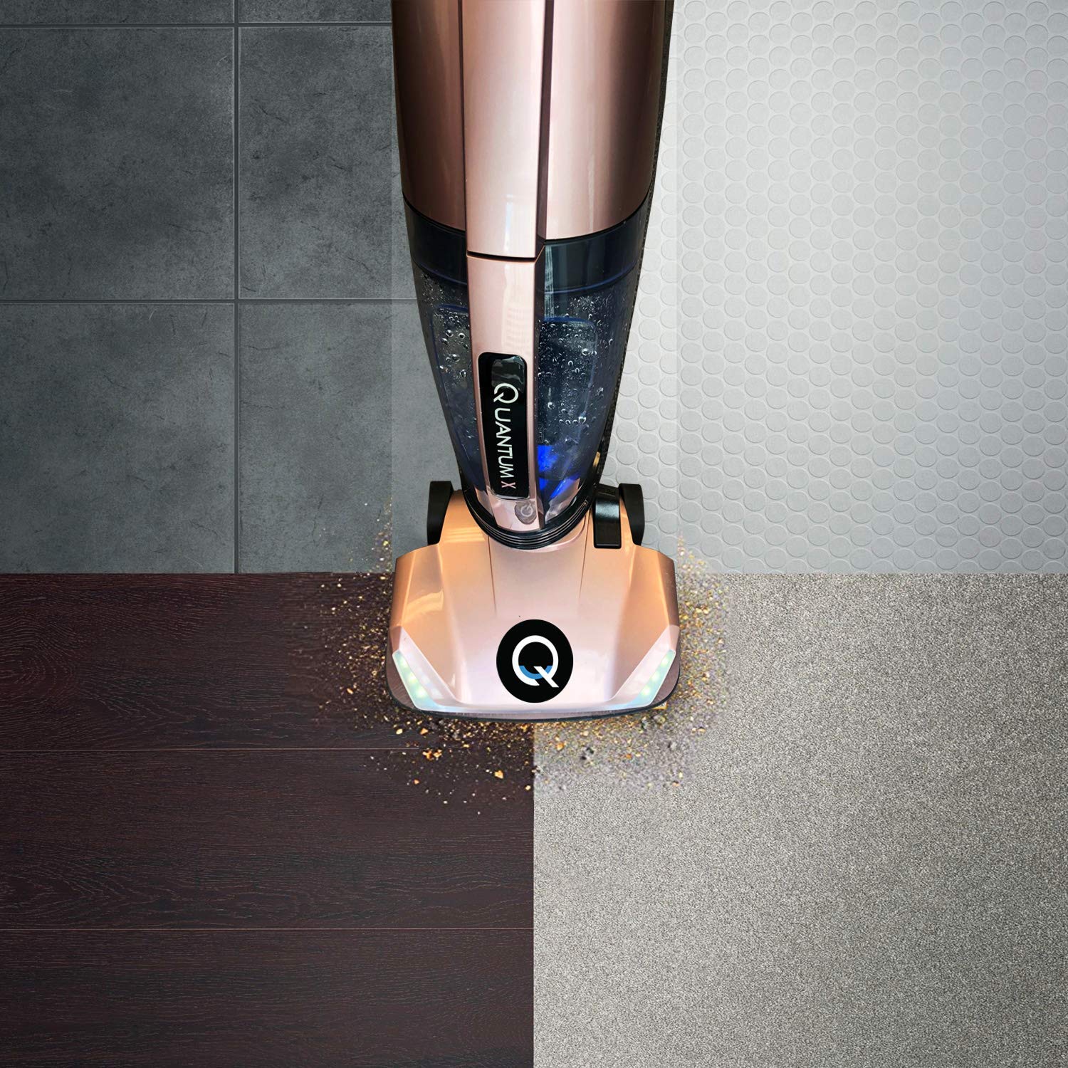 Quantum X Upright Water Vacuum Cleaner - No Filters, Telescopic Body, Pet Vacuum Cleaner and Picks Up Wet Spills, Unique Technology (Rose Gold) (Renewed)