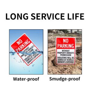 No Parking Sign, Without Owner's Permission, Violators Will Be Towed at Vehicle Owners Expense, Tow Away Sign - 10"x 14" - .040 Rust Free Aluminum – Reflective, UV Protected and Weatherproof