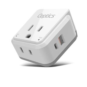 Ceptics South Africa Power Adapter Travel Set - 20W PD & QC, Fast & Safe with Dual USB & USB-C - 2 USA Outlet - Use All Over Africa, Zimbabwe, Morocco - Includes Type E/F, M, G SWadAPt Attachments