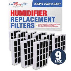 lifesupplyusa humidifier filter replacement air cleaning cartridge compatible with protec dynafilter k14-3w cvs 4100 vicks v400 kaz health cool mist humidifiers (9-pack)