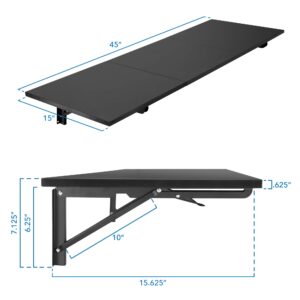 Mount-It! Heavy Duty Wall Mounted Drop Leaf Table, Folding Wall Mounted Desk, Drop Down Table 45x15x7, Floating Desk, Folding Laundry Table for Small Spaces, Home Office, Garage, Basement Kitchen