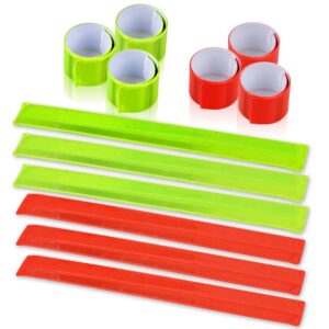 cozihom reflective bands, reflective slap bracelet, reflective wristband high visibility reflectors, for night run, night cycling, night working. 12pcs