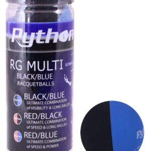 Python 3 Ball Can RG Multi Colored Racquetballs (Endorsed by Racquetball Legend Ruben Gonzalez!) (1-Can/Pack, 3-Balls) (Black/Blue)