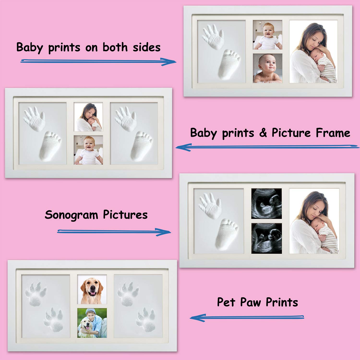 Baby Hand and Footprint Kit, Baby Picture Frame Kit, Baby Nursery Memory Art Kit Frames,1200 Grams of Clay - Best Baby Shower Gifts for Newborn, Twin Babies, New Mom Gift Set.