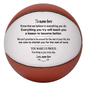 personalized custom basketball - dad to son - mom to son - grandpa to grandson - grandma to grandson (full regulation basketball, personalized)