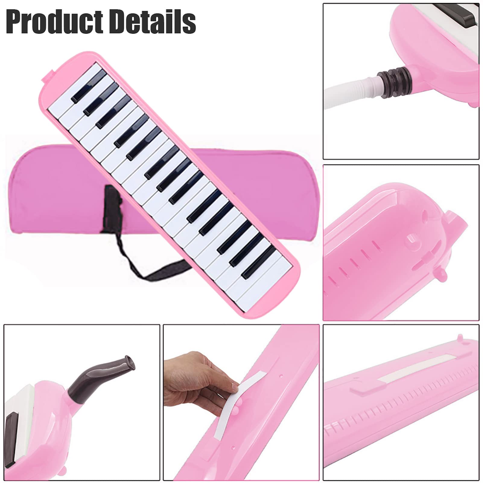 Melodica 32 Key Pianica Portable with Carrying Bag Short and Long Mouthpieces for Beginners Kids Gift