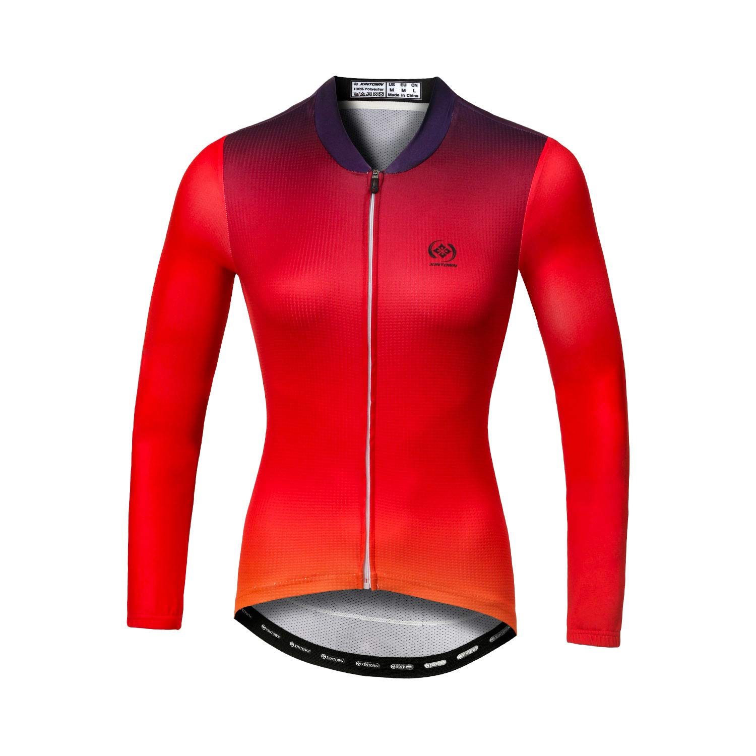 DuShow Women Cycling Suit Long Sleeve Jersey and 3D Padded Long Pants Braathable Cycling Set(Red,M)