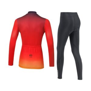 DuShow Women Cycling Suit Long Sleeve Jersey and 3D Padded Long Pants Braathable Cycling Set(Red,M)