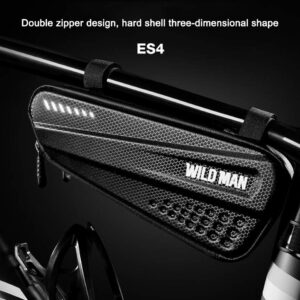 WILD MAN 1.2L Rainproof Hard Shell Bike Saddle Bag for Bicycle Triangle Frame Under Seat for Road Mountain Cycling (Black,ES4)