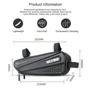 WILD MAN 1.2L Rainproof Hard Shell Bike Saddle Bag for Bicycle Triangle Frame Under Seat for Road Mountain Cycling (Black,ES4)