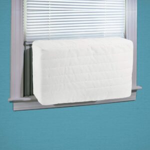 aozzy ac covers for inside unit indoor air conditioner covers for window units winter beige double insulation quilted ac cover keeps cold air out eliminates dirt (21" lx14 h x2.7 d)