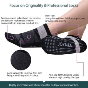 JOYNÉE Non-Slip Yoga Socks for Women with Grips,Ideal for Pilates,Barre,Dance,Hospital,Fitness 3 Pairs