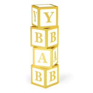 baby shower decorations, diy gold baby shower boxes for boy girl baby shower decor, baby blocks decorations for baby shower, gender reveal party supplies, 1st birthday