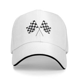 waldeal men's baseball caps checkered flags race car flag pole adjustable dad hat white