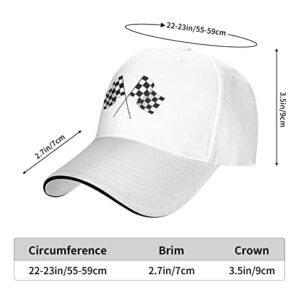 Waldeal Men's Baseball Caps Checkered Flags Race Car Flag Pole Adjustable Dad Hat White