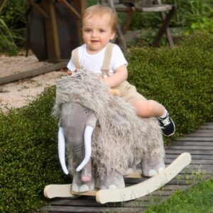 labebe - Plush Rocking Horse, Mammoth Rocker, Stuffed Rocker Toy for Child 1-3 Year Old, Kid Ride On Toy Wooden, Rocking Animal for Infant/Toddler Girl&Boy, Nursery Birthday Gift