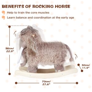 labebe - Plush Rocking Horse, Mammoth Rocker, Stuffed Rocker Toy for Child 1-3 Year Old, Kid Ride On Toy Wooden, Rocking Animal for Infant/Toddler Girl&Boy, Nursery Birthday Gift