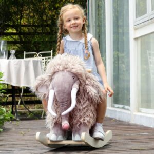 labebe - Plush Rocking Horse, Mammoth Rocker, Stuffed Rocker Toy for Child 1-3 Year Old, Kid Ride On Toy Wooden, Rocking Animal for Infant/Toddler Girl&Boy, Nursery Birthday Gift