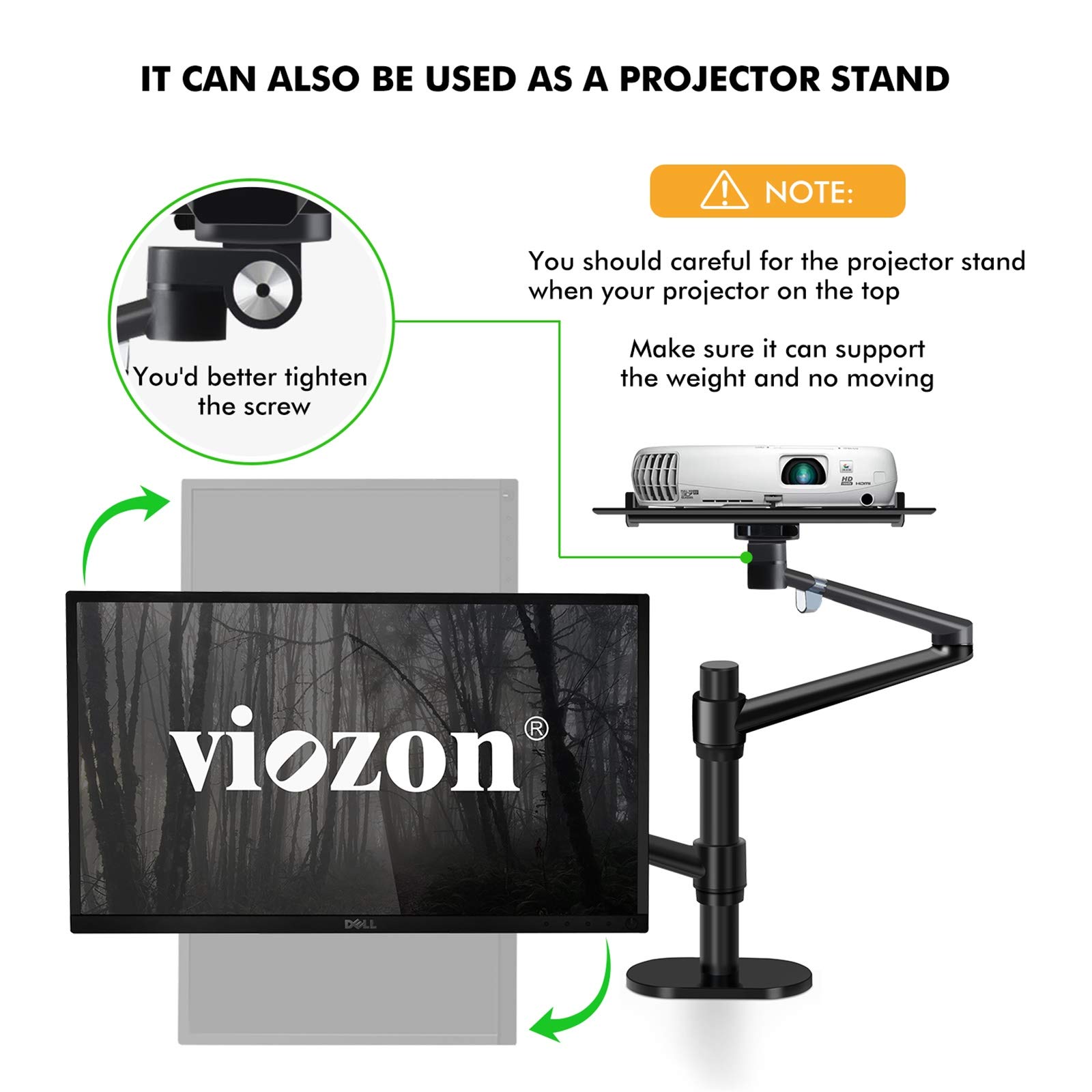 Viozon Monitor and Laptop Mount, 3-in-1 Adjustable Triple Monitor Arm Desk Mounts, Dual Desk Arm Stand/Holder for 17 to 27 Inch LCD Computer Screens, Extra Tray Fits 12 to 17 inch Laptops (OL-10T-B)