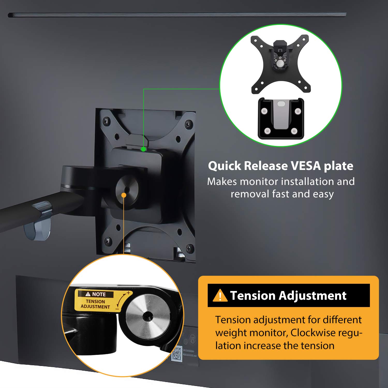 Viozon Monitor and Laptop Mount, 3-in-1 Adjustable Triple Monitor Arm Desk Mounts, Dual Desk Arm Stand/Holder for 17 to 27 Inch LCD Computer Screens, Extra Tray Fits 12 to 17 inch Laptops (OL-10T-B)