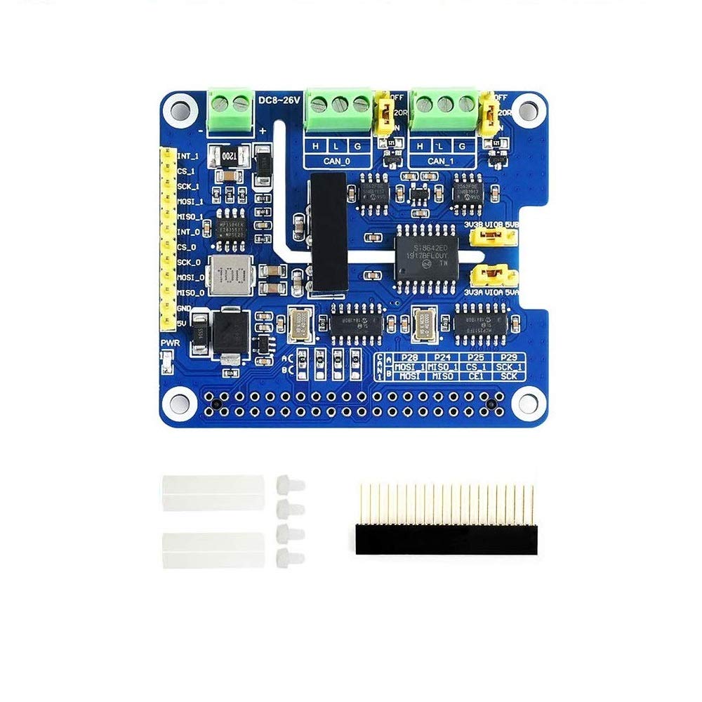 2-Channel CAN Bus HAT Isolated CAN FD Expansion HAT for Raspberry Pi ETH-USB-HUB-Box with Multi Onboard Protection Circuits Supports CAN2.0 CAN FD Protocols