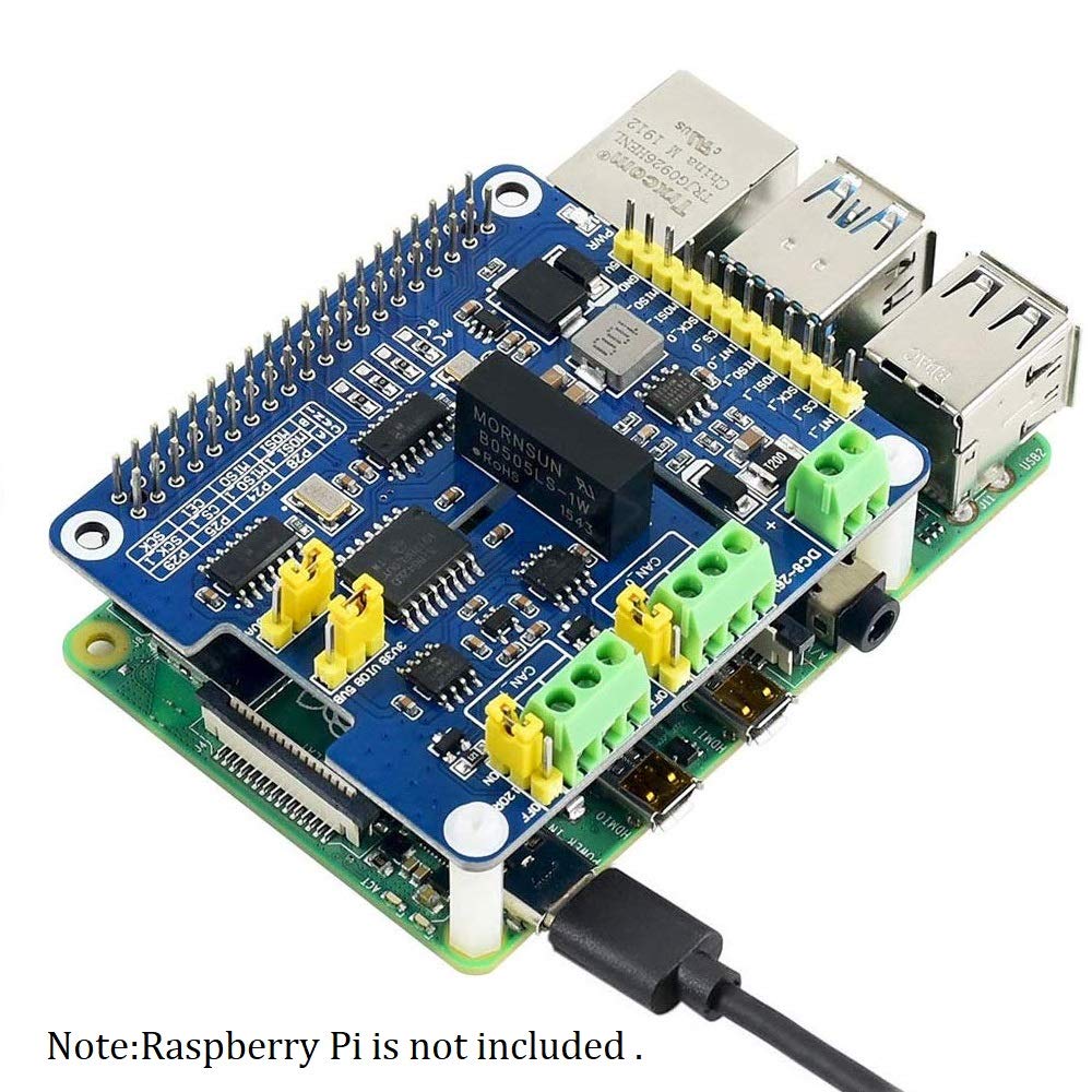 2-Channel CAN Bus HAT Isolated CAN FD Expansion HAT for Raspberry Pi ETH-USB-HUB-Box with Multi Onboard Protection Circuits Supports CAN2.0 CAN FD Protocols