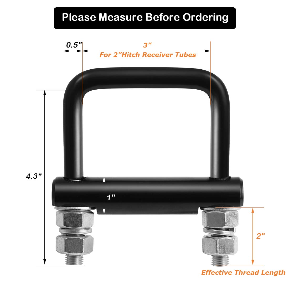 CZC AUTO Hitch Clamp Anti-Rattle Stabilizer 2 Inch Hitch Tightener Clamp for Hitch Cargo Carrier Bike Rack Trailer Ball Mount