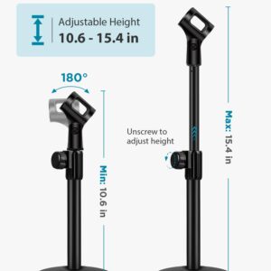 InnoGear Desktop Microphone Stand, Upgraded Adjustable Table Mic Stand with Mic Clip and 5/8" Male to 3/8" Female Screw for Blue Yeti Snowball Spark & Other Microphone, Pack of 2