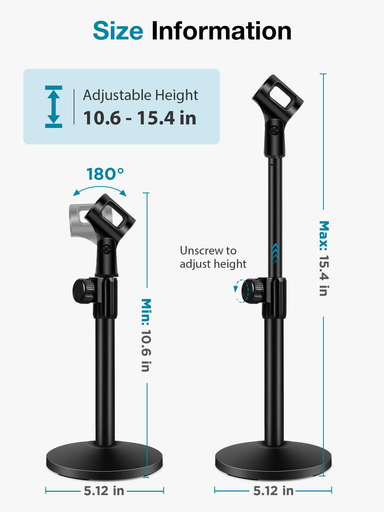 InnoGear Desktop Microphone Stand, Upgraded Adjustable Table Mic Stand with Mic Clip and 5/8" Male to 3/8" Female Screw for Blue Yeti Snowball Spark & Other Microphone, Pack of 2