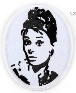 audrey hepburn embroidered iron-on patch - 3 x 4 inch