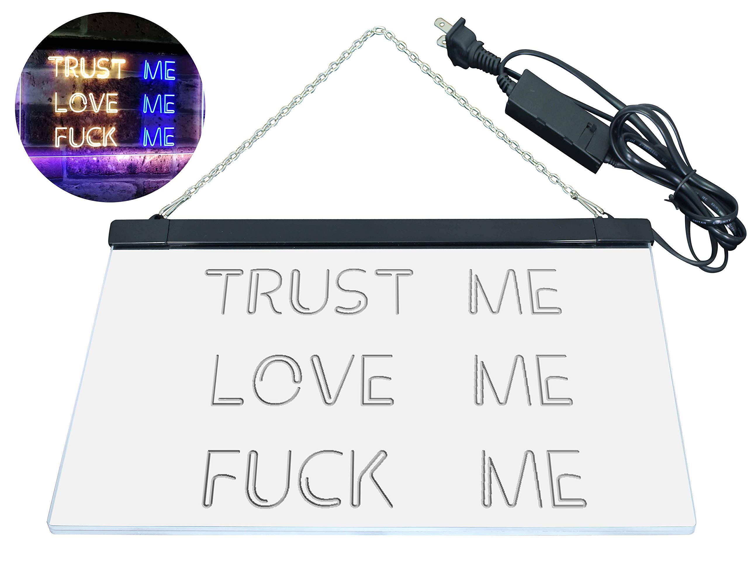 ADVPRO Trust Me Love Me Fuck Me Décor Man Cave Nightclub Garage Dual Color LED Neon Sign Blue & Yellow 24" x 16" st6s64-i3081-by