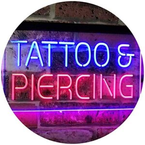 advpro tattoo piercing get inked shop open dual color led neon sign red & blue 24" x 16" st6s64-i2484-rb