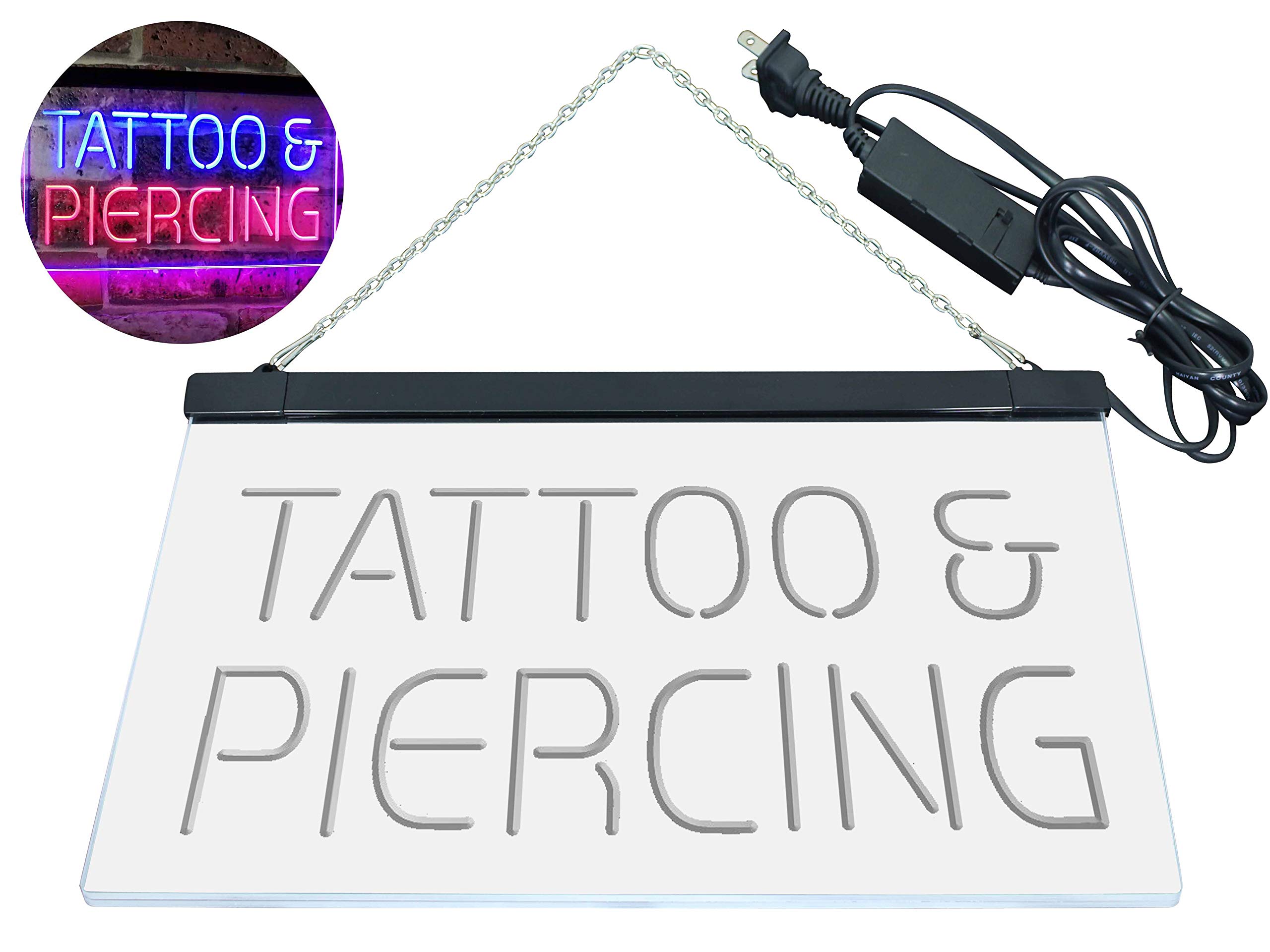 ADVPRO Tattoo Piercing Get Inked Shop Open Dual Color LED Neon Sign Red & Blue 24" x 16" st6s64-i2484-rb