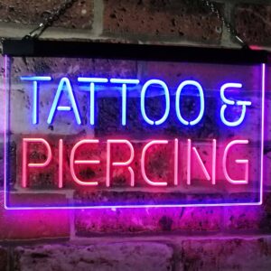 ADVPRO Tattoo Piercing Get Inked Shop Open Dual Color LED Neon Sign Red & Blue 24" x 16" st6s64-i2484-rb