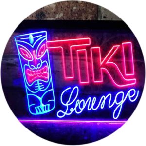 advpro tiki lounge bar mask beer ale pub dual color led neon sign blue & red 24" x 16" st6s64-s0002-br