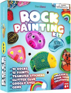 rock painting kit for kids - arts and crafts for girls & boys ages 6-12 - easter craft kits art set - supplies for painting rocks - best tween paint gift ideas for kids activities age 6 7 8 9 10 11