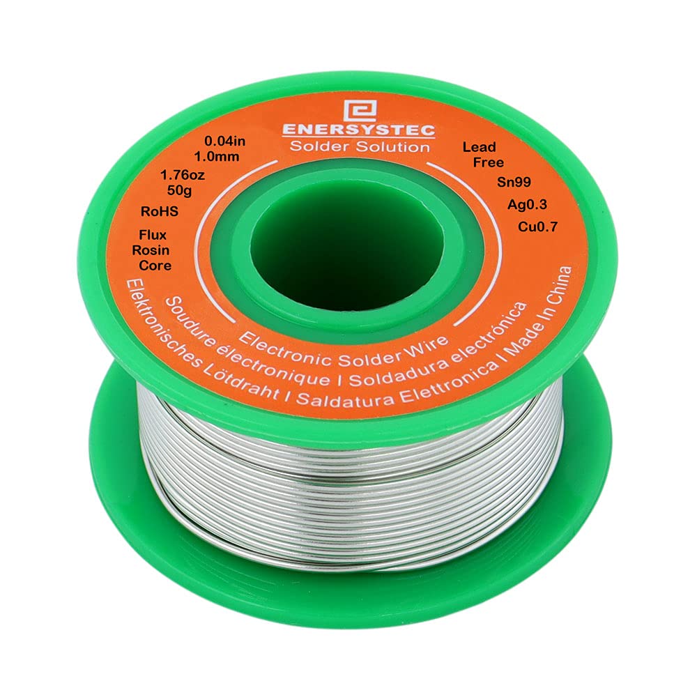 Solder Wire Lead Free Rosin Core Flux 1.0mm Electronics Soldering Diameter 0.04in No Lead 1.76oz 50g Sn99 Ag0.3 Cu0.7 Flow RoHS Electrical Solder Wire Electric Repair Unlead