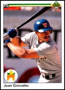 1990 upper deck #72 juan gonzalez texas rangers (rc - rookie card) nm-mt mlb baseball uer