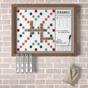 WS Game Company Scrabble Deluxe Vintage 2-in-1 Wall Edition with Dry Erase Message Board