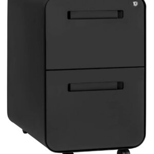 Laura Davidson Furniture Stockpile 2 Drawer Mobile File Cabinet with Lock - Under Desk Metal Filing Cabinet, Legal/Letter File Folders, Wheels and Stationary Feet, Pre-Assembled, Black