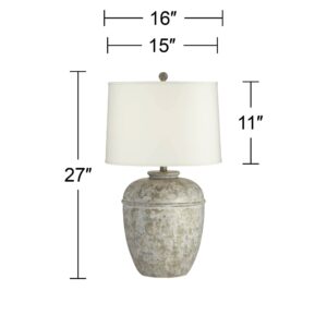 John Timberland Otero Rustic Southwestern Style Table Lamp 27" Tall Gray Faux Mottled Stone Jug Cream Linen Drum Shade Decor for Living Room Bedroom Bedside Nightstand Office Entryway Reading