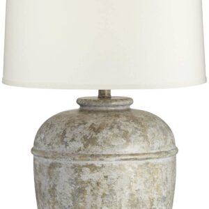 John Timberland Otero Rustic Southwestern Style Table Lamp 27" Tall Gray Faux Mottled Stone Jug Cream Linen Drum Shade Decor for Living Room Bedroom Bedside Nightstand Office Entryway Reading